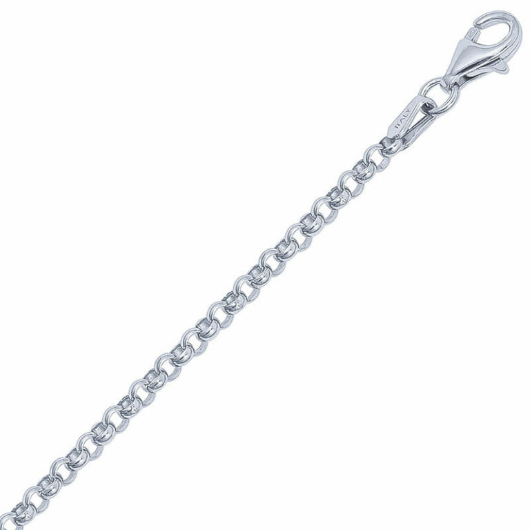 (BEL003) 2.5mm Italian Rhodium Plated Sterling Silver Belcher Chain ...