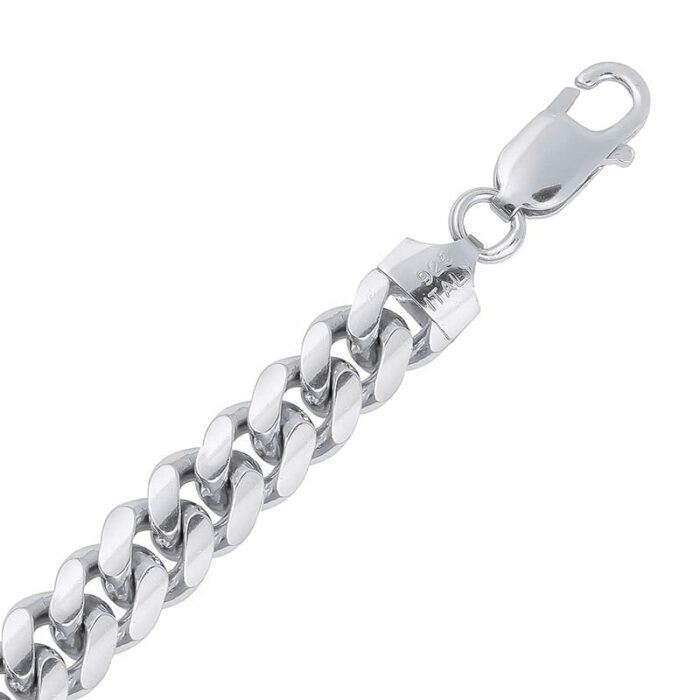 (BOM400) 12.8mm Italian Rhodium Plated Sterling Silver Miami Cuban ...